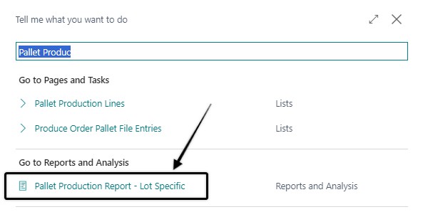 Pallet Production Lot Specific Report | ProduceLinc Knowledge Base